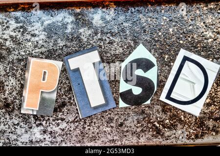 PTSD, acronym for Post Traumatic Stress Disorder in wooden alphabet ...