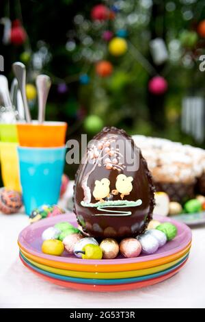 Italy, Turin, Colorful Eater eggs in egg carton Stock Photo - Alamy