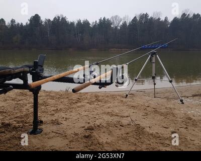 Spring feeder for carp fishing Stock Photo - Alamy