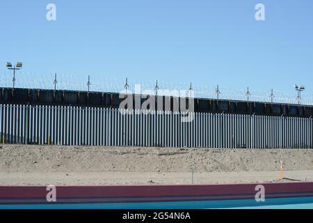 New Trump border wall in El Paso, Texas on June 25, 2021. Photo by Yuri ...