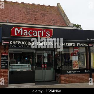 Logo of Macaris seen in Bognor Regis, West Sussex, UK Stock Photo - Alamy