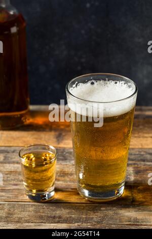 Refreshing Boozy Chicago Handshake Beer and a Shot Ready to Drink Stock ...