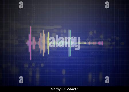 abstract digital audio signal graph spectrum, color technology ...