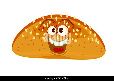 Funny Bread with eyes on white background, funny products series, flat ...