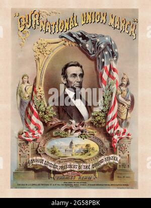 Our National Union March, Abraham Lincoln Sheet Music Stock Photo - Alamy