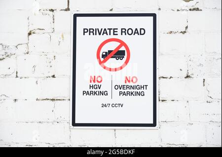 warning sign no hgv parking on end of road ahead howden yorkshire uk ...