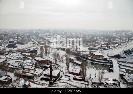 Kars cityscape on a snowy winter day Stock Photo - Alamy