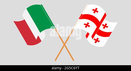 Italy and Georgia flags for official meeting against background of ...