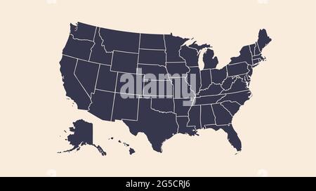 Vintage blank USA map vector. Pink shade background. Perfect for ...