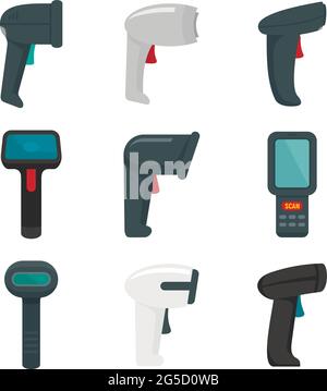 Operator barcode scanner icons set. Outline set of operator barcode ...