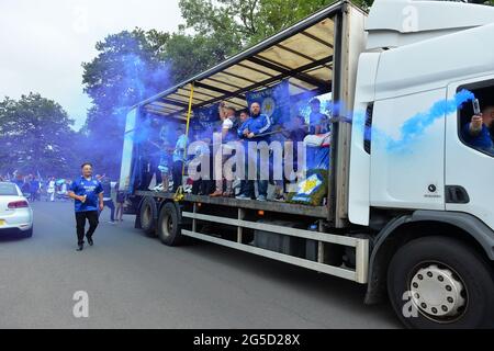 Leicester, UK. 26th June 2021. UK News. A funeral carnival parade for ...
