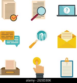 Request icons set. Flat set of request vector icons for web design ...