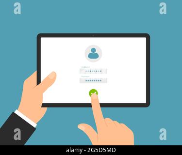 Log in screen on tablet and smartphone. Mobile application interface ...