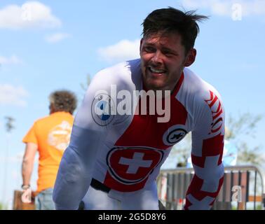 Simon MARQUART of Switzerland is the winner of the Men Elite UCI BMX Supercross World Cup Round ...