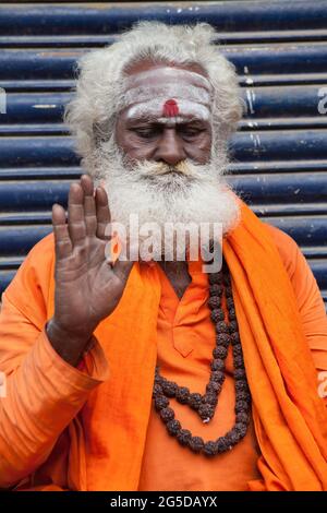 Saffron tika mark on forehead of man ; Pampore ; Saffron Town of ...