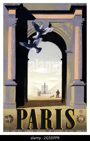 VINTAGE PARIS POSTER French vintage travel art deco poster print from ...
