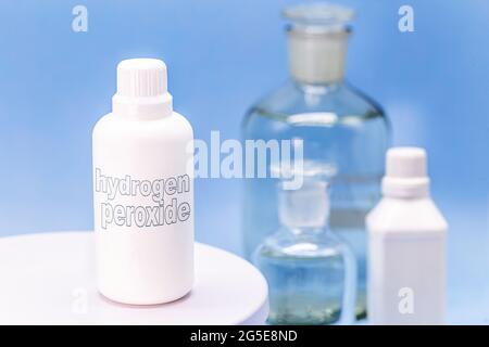 A plastic container of hydrogen peroxide H2O2 20 volumes Stock Photo ...