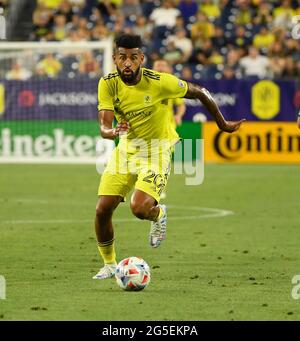 June 26, 2021: Nashville SC defender Daniel Lovitz (2) dribbles against ...