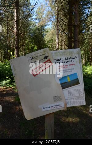 Sign in Rendlesham Forest UFO sighting at RAF Woodbridge USAF station ...