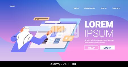 arab man developer creating website ui interface web application development program software ...