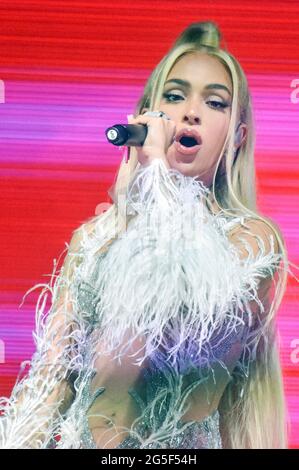 Spanish singer Bad Gyal performs during the Coca-Cola Flow Fest music ...