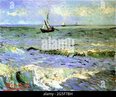 Vincent van Gogh, Seascape at Saintes-Maries. 1888. Post-Impressionism ...