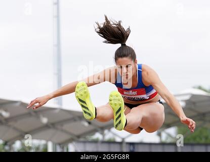 Great Britain's Alice Hopkins in the women's long jump during day three ...
