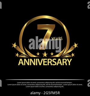 Golden number seven years (7 years) celebration design. Anniversary ...
