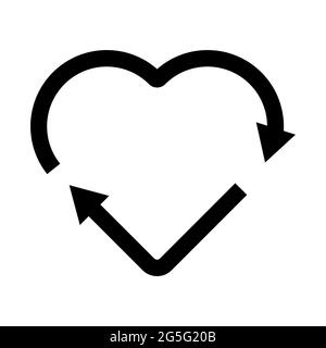 Black heart shape recycle icon. Reuse, renew, recycling materials ...