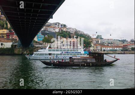 PORTO, PORTUGAL - JUNE 25 2018 : Douro River seen from Ribeira district ...
