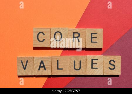 Core Values alphabet letters on wooden background Stock Photo - Alamy