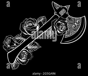 vector illustration of axe with roses design Stock Vector Image & Art ...