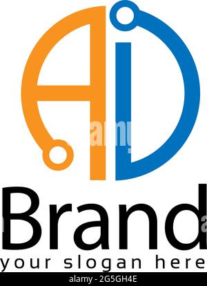 Initial AD logo design with World Map style, Logo business branding ...