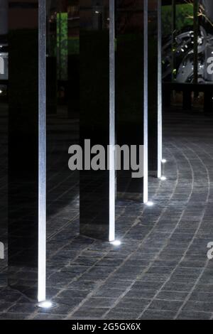 Column uplighting detail. Gasholder Park, London, United Kingdom ...