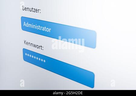 A german user and password login screen Stock Photo - Alamy