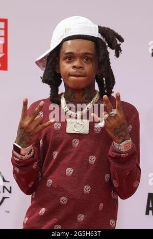 SpotemGottem arrives at the BET Awards 2021 held at the Microsoft ...