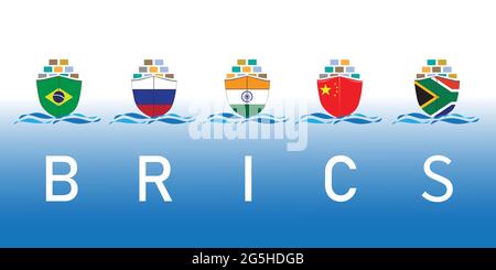 BRICS country logo, Brazil, Russia, India, China and South Africa Stock ...