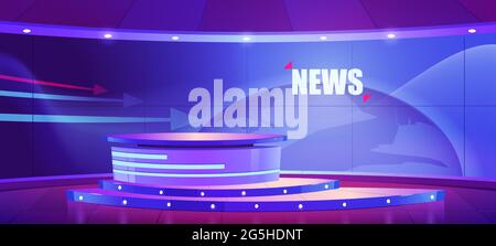 Live news. Cartoon tv broadcast, sport fans or journalist interview ...