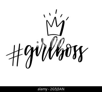 Girl power, lettering with crown symbol. Logo, icon, label for your ...