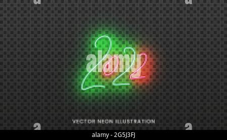 2022 neon numbers. Bright colorful script numbers for New Year 2022 ...