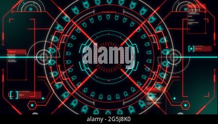 Image of scope scanning on green background Stock Photo - Alamy