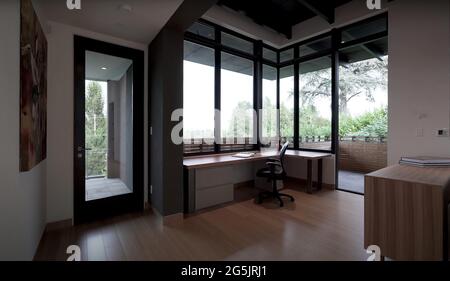 Elegant, Contemporary And Furnished Workroom. Illuminated Business ...