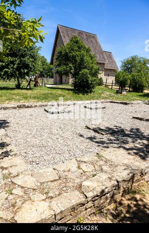 Museum of Great Moravia near Velehrad. Residential house and watchtower ...