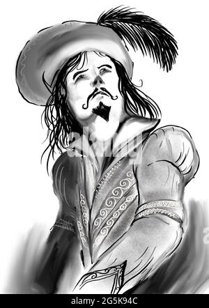 Vector hand drawn hero man concept sketch with pencil over it. Super ...