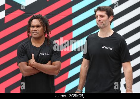 Christian Karembeu and Pierre Rabadan during inauguration of the ...