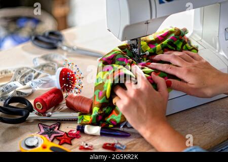 Dressmaker at the sewing machine, Germany, Europe Stock Photo - Alamy