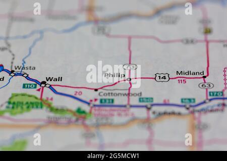 Philip South Dakota USA shown on a Geography map or Road map Stock ...