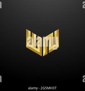 wn w n alphabet letter logo icon combination design with rainbow color ...