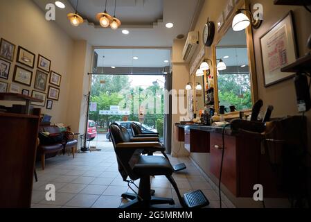 Men's barber shop, retro styled interior design Stock Photo - Alamy