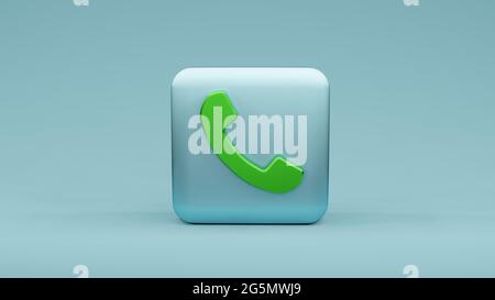 phone icon on square shape , 3d rendering Stock Photo - Alamy